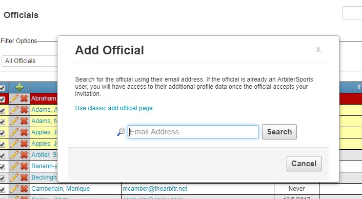 Adding and Editing Officials